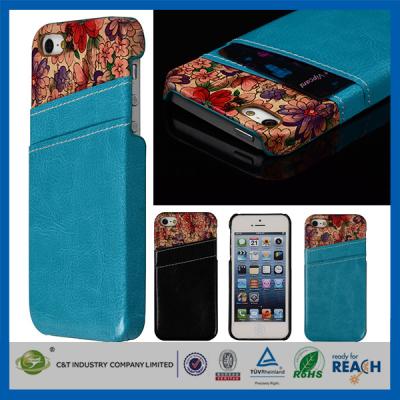 Cina Fiorisca la parte posteriore di cuoio Iphone duro della tasca 5 casi del telefono cellulare di 5S Apple con il titolare della carta in vendita