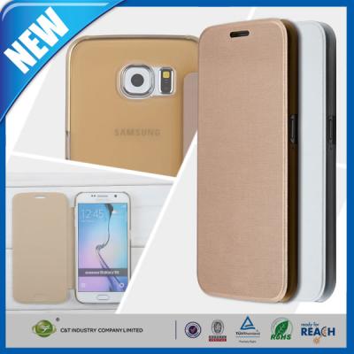 Cina Vibrazione di cuoio premio del portafoglio e copertura posteriore dura della radura per il bordo della galassia S6 di Samsung in vendita