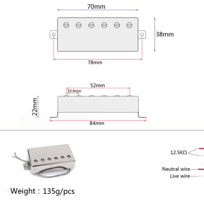 Cina Alnico 5 Humbucker Chrome Metal Pickup doppia bobina 12~13kΩ per LP Guitar Bridge Vintage in vendita