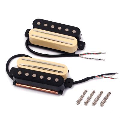 Китай Пикапы Humbucker Двойной рельсовый пикап Двойная катушка Четыре кабеля Желтый черный Пластик с витками продается