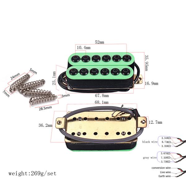 Quality Green Dual Coil Ceramic Noiseless For Gibson Les Paul SG Electric Guitar for sale