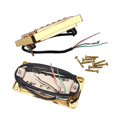 Cina Mini Humbucker Pickup Double Coil Chrome Gold N14k/B15.2k Per Lp Chitarre elettriche 5 conduttori PVC in vendita