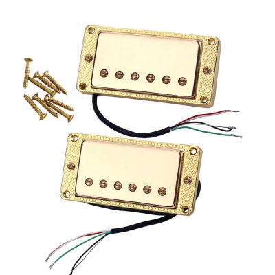 Cina Mini Humbucker Pickup Double Coil Chrome Gold N14k/B15.2k Per Lp Chitarre elettriche 5 conduttori PVC in vendita