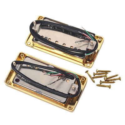 Cina Mini Humbucker Pickup Double Coil Chrome Gold N14k/B15.2k Per Lp Chitarre elettriche 5 conduttori PVC in vendita