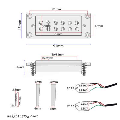 Китай Alnico 5 Электрическая гитара Humbucker с Купроникелевым покрытием 5-проводниковой магнитной проволокой из ПВХ продается