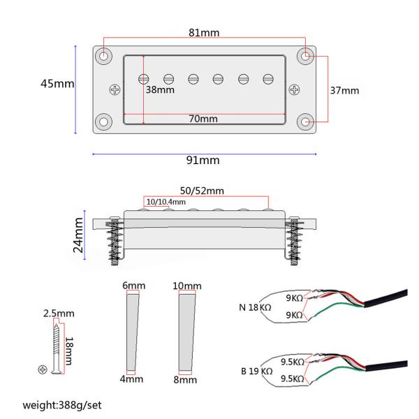 Quality Mini Humbucker Pickup Double Coil Pickups Metal Cover Adjustable Pole-Piece LP for sale