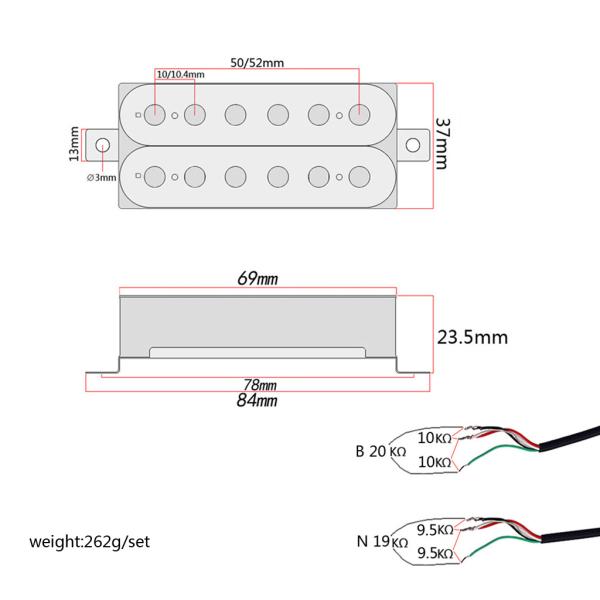 Quality Plastic Feather LP Electric Guitar Pickup Double Coil Humbucker 19kΩ Neck /20kΩ for sale