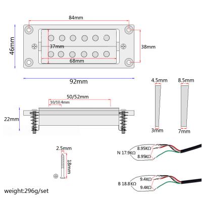 China 5 Magnet Alnico Humbucker Pickup Set N17.9K/B18.8K Met Carbon Fiber Cover Te koop