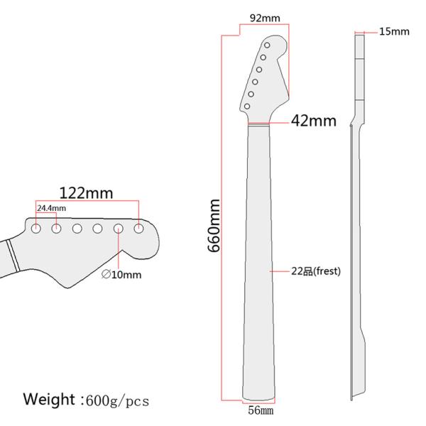 Quality ST Guitar Neck High Gloss 22 Frets For Stratocaster Style Electric Guitar for sale