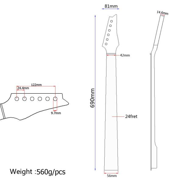 Quality Headstock Adjustment 24 Fret Electric Guitar Neck For IBZ Parts Replacement for sale