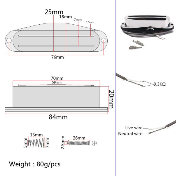 Quality Chrome Plated Plastic Dual Rail Guitar Pickup Single Coil DC Resistance 9.3K for sale