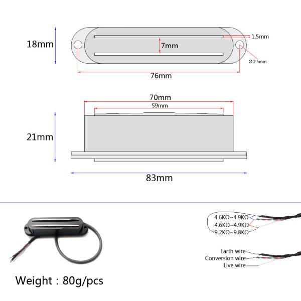 Quality Lightweight TL Gibson Cigar Box Guitar Humbucker Pickup Easy To Handle for sale