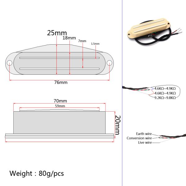 Quality SSS Ceramic Magnet Mini Guitar Pickup Hot Rail Chrome Dual Rail High Output for sale