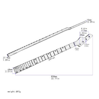 Cina 4 corde 24 fretti Jass Bass Guitar Neck 33.77 Inch Rosewood Maple Wood Satin Finish in vendita