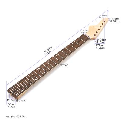 Cina 6 corde Fretboard in legno di rosa Materiale 24 fretti Jass Bass Chitarra collo 26,37 pollici in vendita
