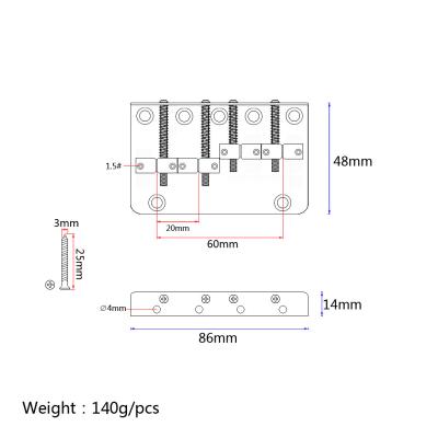 Cina 4 corde Vintage Style Bass Bridge per chitarra elettrica 3.39