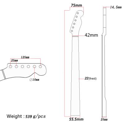 Cina Collo sostitutivo per chitarra ad acero TL Collo per chitarra elettrica a 22 fretti Tiger Flame Regolabile Truss Rod in vendita