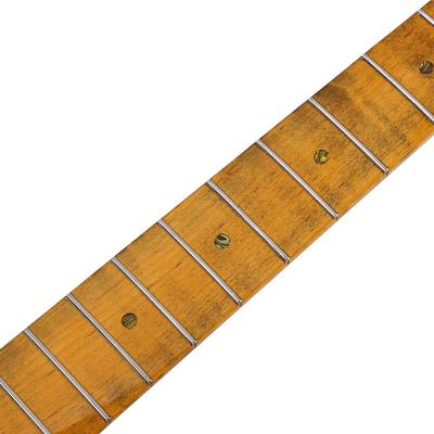 中国 Fender Telecaster Maple Neck Replacement High Gloss Yellow Tiger Flame Maple C Shape Guitar Neck Abalone Dot Markers 販売のため