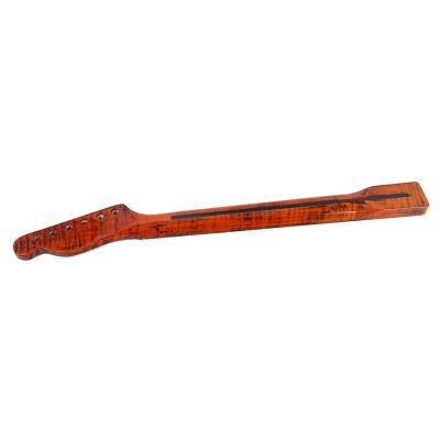 中国 Tiger Flame Maple Guitar Neck Replacement Fender Stratocaster Maple Neck Abalone Dots Adjustable Truss Rod 販売のため