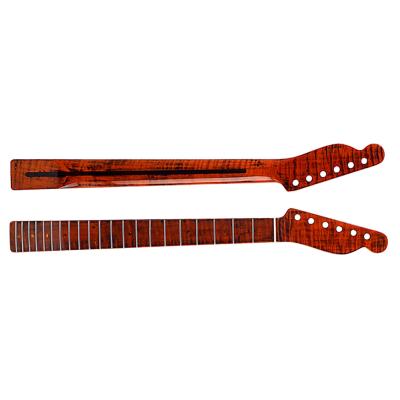 Cina Tiger Flame Maple Guitar Neck Replacement Fender Stratocaster Maple Neck Abalone Dots Adjustable Truss Rod in vendita