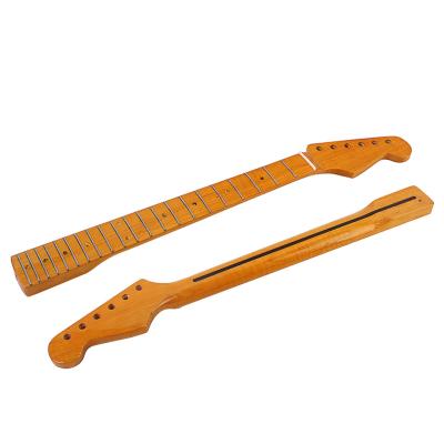 China 21 Fret Flame Maple Fender Stratocaster Reemplazo de cuello de la guitarra Abalone Shell Dot Alto brillo en venta