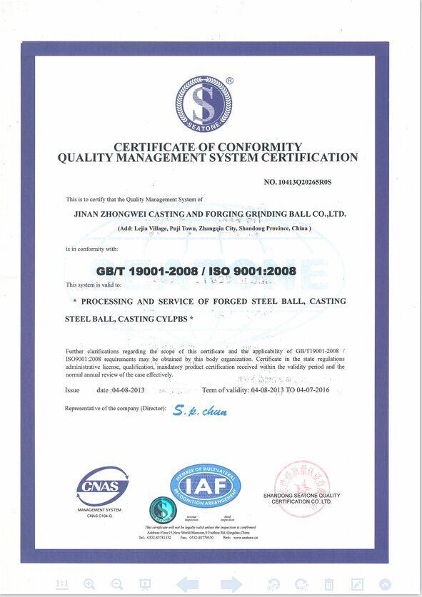 ISO9001: 2008 Forged Grinding Ball