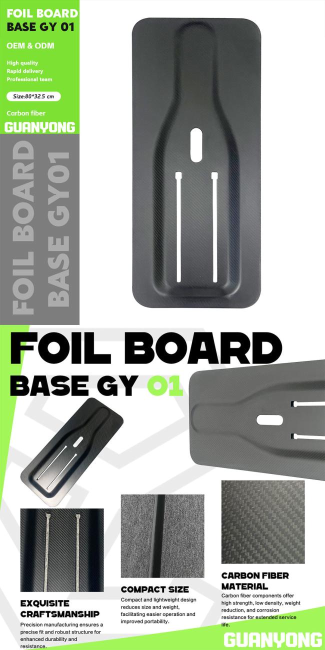 Carbon Fiber Hydrofoil Board Plate showing construction and mounting details