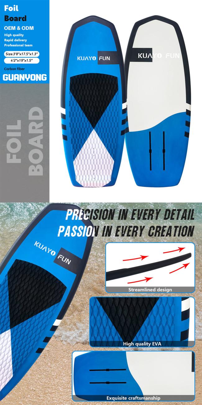 Carbon Fiber Hydrofoil SUP Board in blue and white color scheme