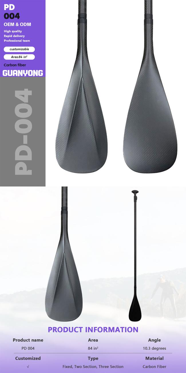Carbon fiber paddle in use during water sports activity