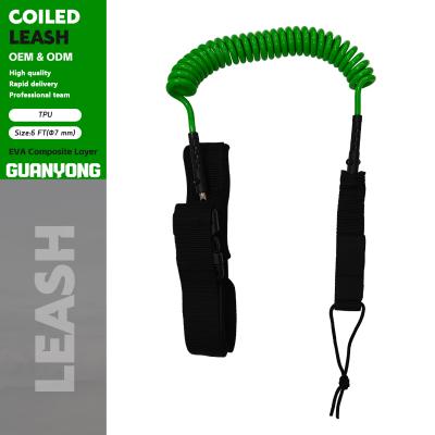 China Black Green Eva Surfboard Swivel Connection Foot Leash Coil Leash Accessory for sale