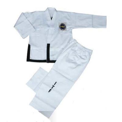 China Custom white ITF master Taekwondo uniform striped ITF TKD uniform Taekwondo Gi for master for sale