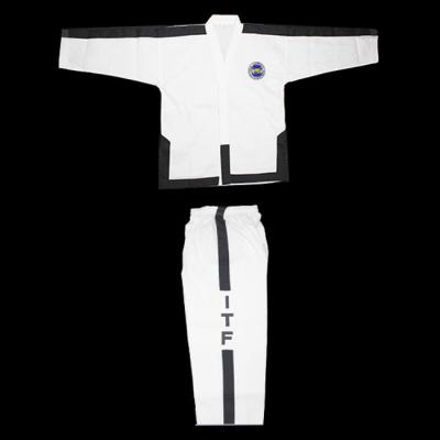 China Shoulder srtip ITF master Taekwondo uniform striped ITF TKD uniform Taekwondo Gi for master 4-6 dan for sale