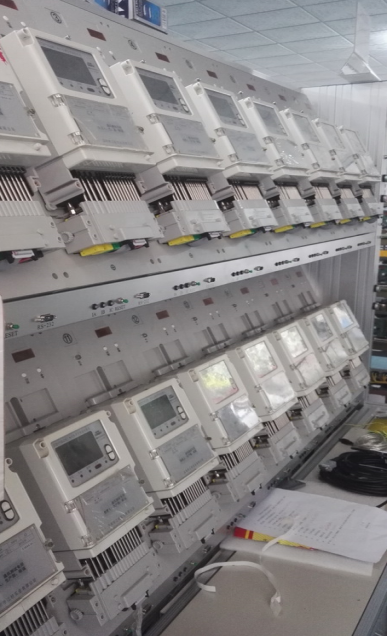 Three-phase meter test rack configuration