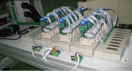 Close-up of serial port server connections
