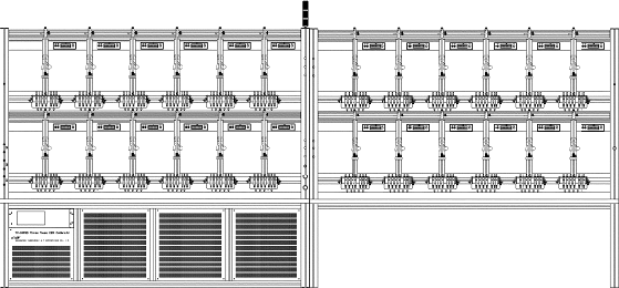 Complete structure of test bench showing integrated power source and rack