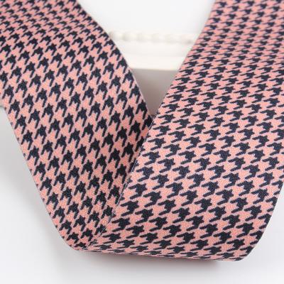 China 40mm Double Face Polyester Hound Stooth Ribbon for Ribbon Bow Making and Garment Decoration for sale