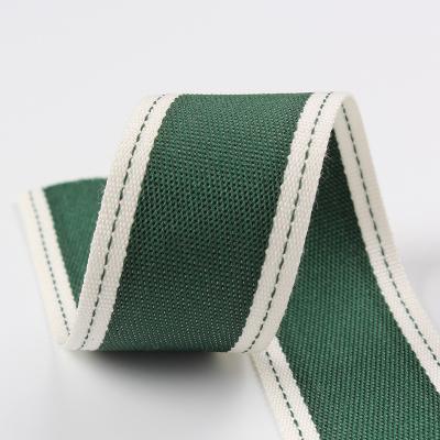 China Cinturón de poliéster de borde cosido de 6 mm a 40 mm, rodillos de cinta de poliéster verde rojo en venta