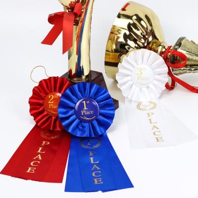 China Weißblau Vorgefertigte Satinbögen Medaille Satinbögen für Handwerk zu verkaufen