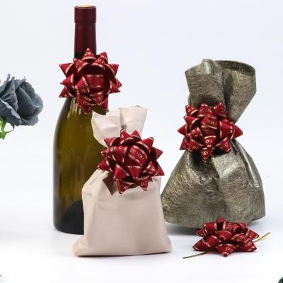 China Golden Star Present Ribbon Bow Red Wine Gift Wrapping Ribbon Bows for sale