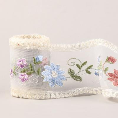 Cina Ricamo Nastro Organza Cablato 85mm Nastro Organza Stampato a faccia singola in vendita