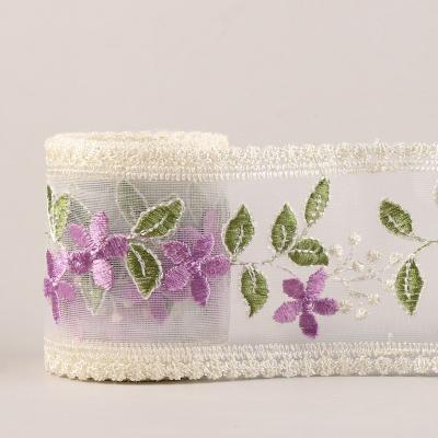 Cina Ricamo Nastro Organza Cablato 85mm Nastro Organza Stampato a faccia singola in vendita