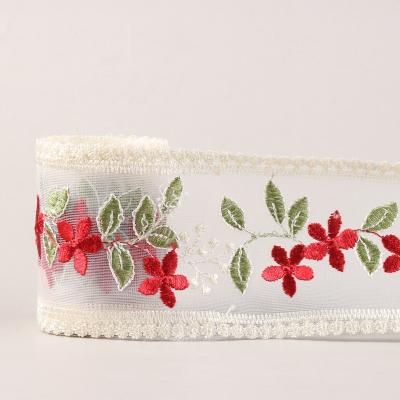 Cina Ricamo Nastro Organza Cablato 85mm Nastro Organza Stampato a faccia singola in vendita