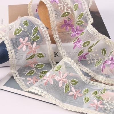 Cina Ricamo Nastro Organza Cablato 85mm Nastro Organza Stampato a faccia singola in vendita