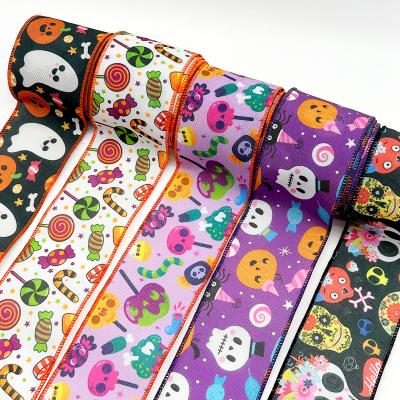 China Schattig tekenfilm Halloween Draadband 63mm Festival Halloween Grosgrain Ribbon Te koop