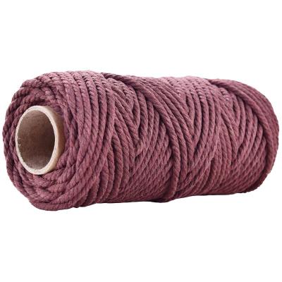 Cina 50 m di filo di macramma rosa polveroso 5 mm ISO9001 corda di cotone rosa 3 fili in vendita