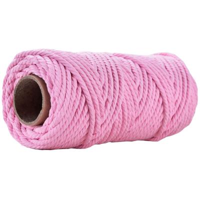 Cina 50 m di filo di macramma rosa polveroso 5 mm ISO9001 corda di cotone rosa 3 fili in vendita