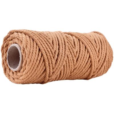 Cina 50 m di filo di macramma rosa polveroso 5 mm ISO9001 corda di cotone rosa 3 fili in vendita