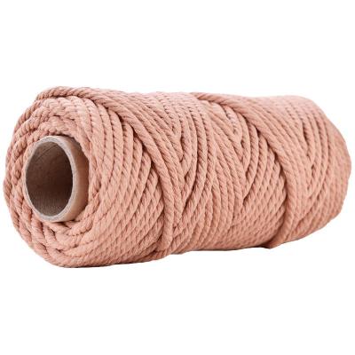 Cina 50 m di filo di macramma rosa polveroso 5 mm ISO9001 corda di cotone rosa 3 fili in vendita
