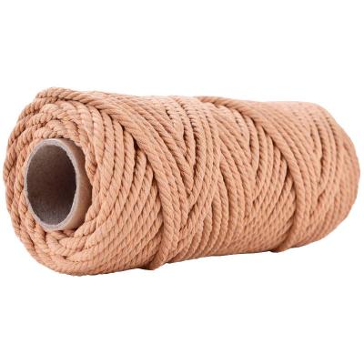 Cina 50 m di filo di macramma rosa polveroso 5 mm ISO9001 corda di cotone rosa 3 fili in vendita