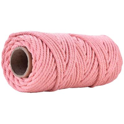 Cina 50 m di filo di macramma rosa polveroso 5 mm ISO9001 corda di cotone rosa 3 fili in vendita
